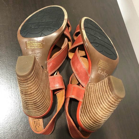 Clarks | Shoes | Indigo By Clarks Leather Strappy Stacked Heels | Poshmark